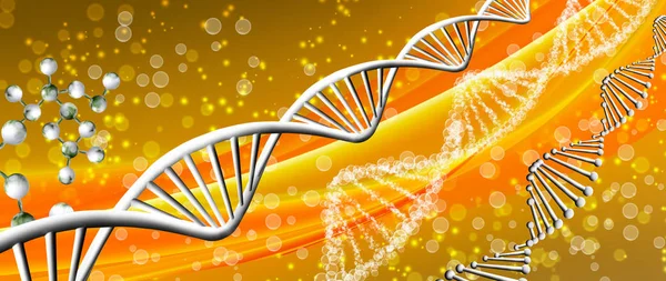 abstract image of dnk chain on orange background - Stock Image - Everypixel