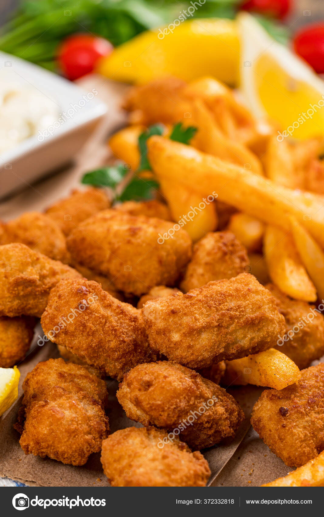 Crispy Fish Bites Snack Size Deep Fried Pollock Fish Fingers Stock ...