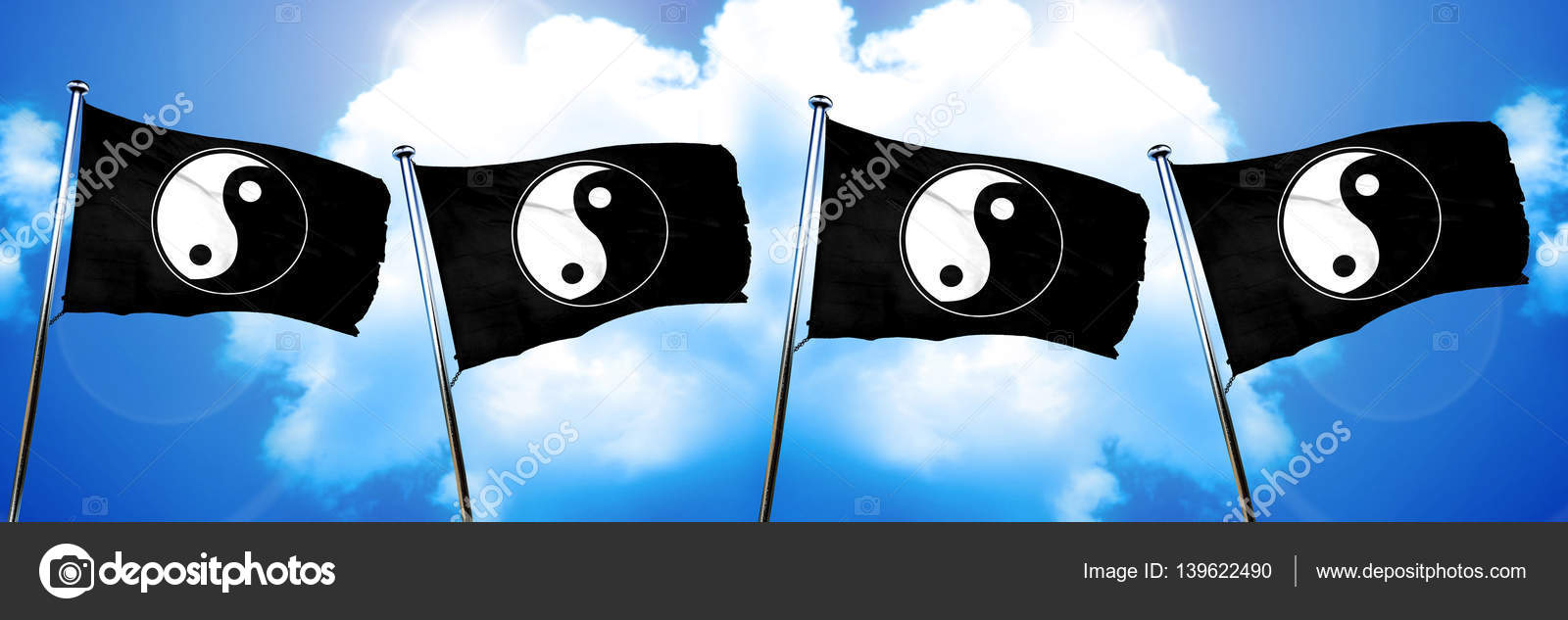Yin Yang Symbol Flag Rendering — Stock Photo © ellandar #139622490