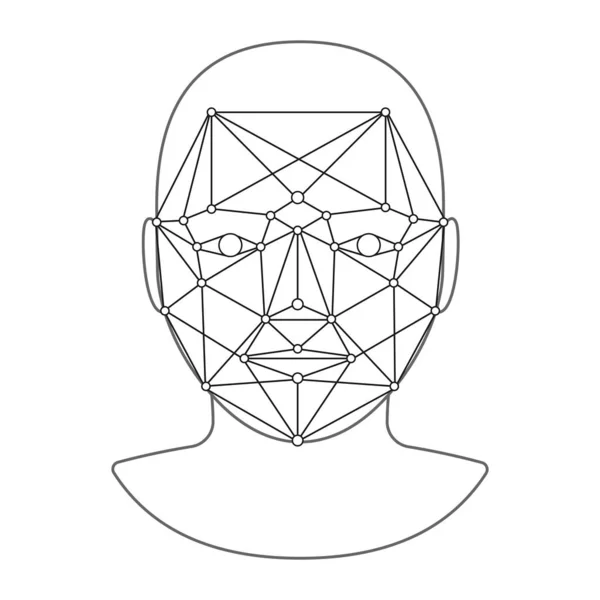 Scanning person face by points. Low polygon indication. Recognition of ...