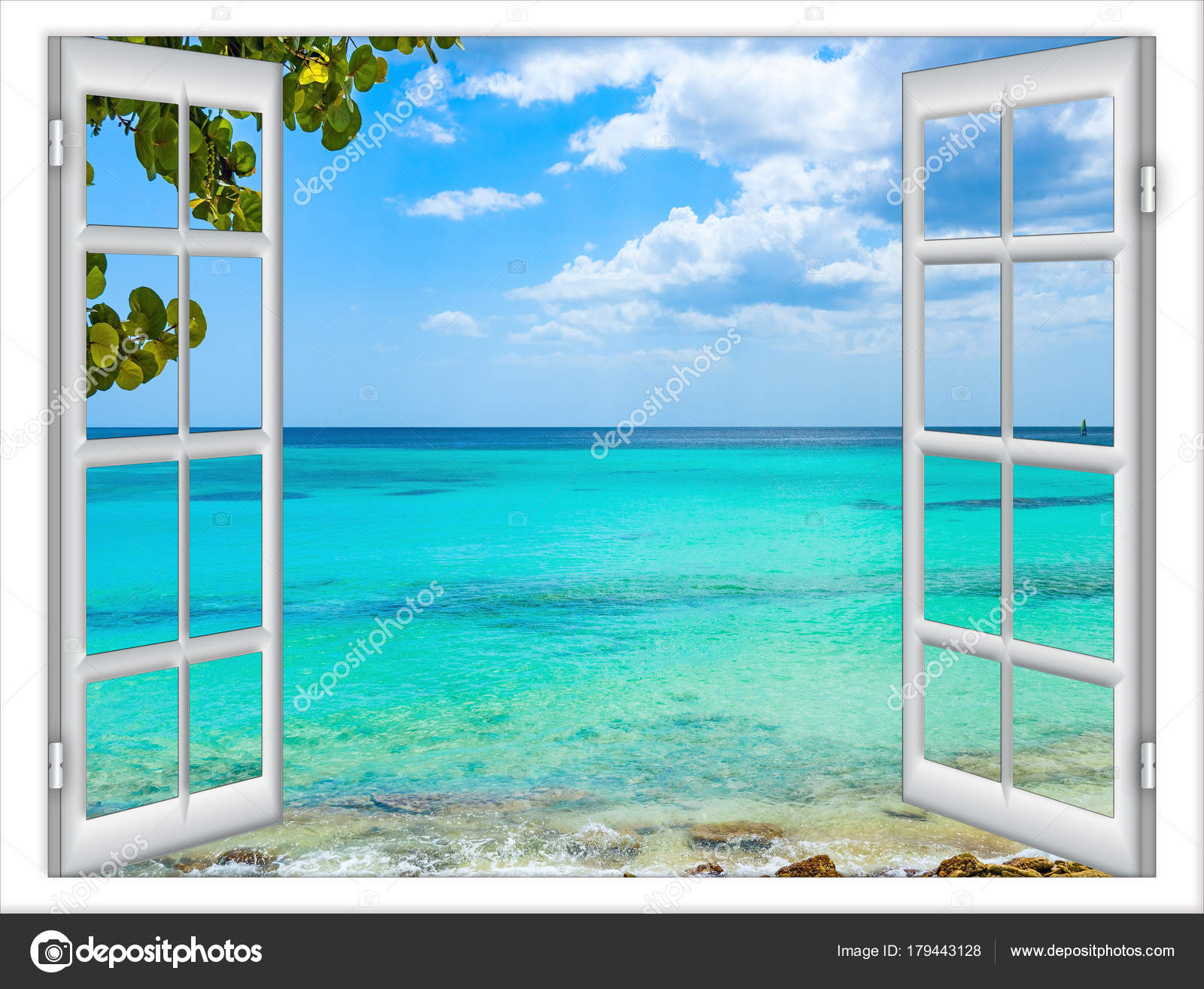 Open window to the sea Stock Photo by ©db-rus 179443128
