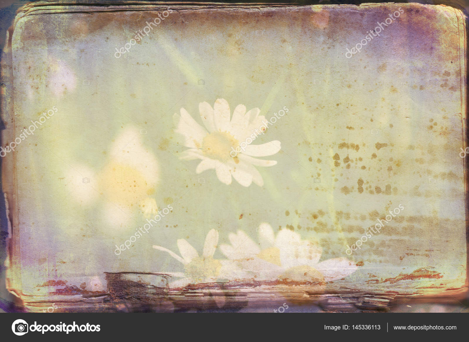 Vintage background with art illustration flower Stock Photo by ...
