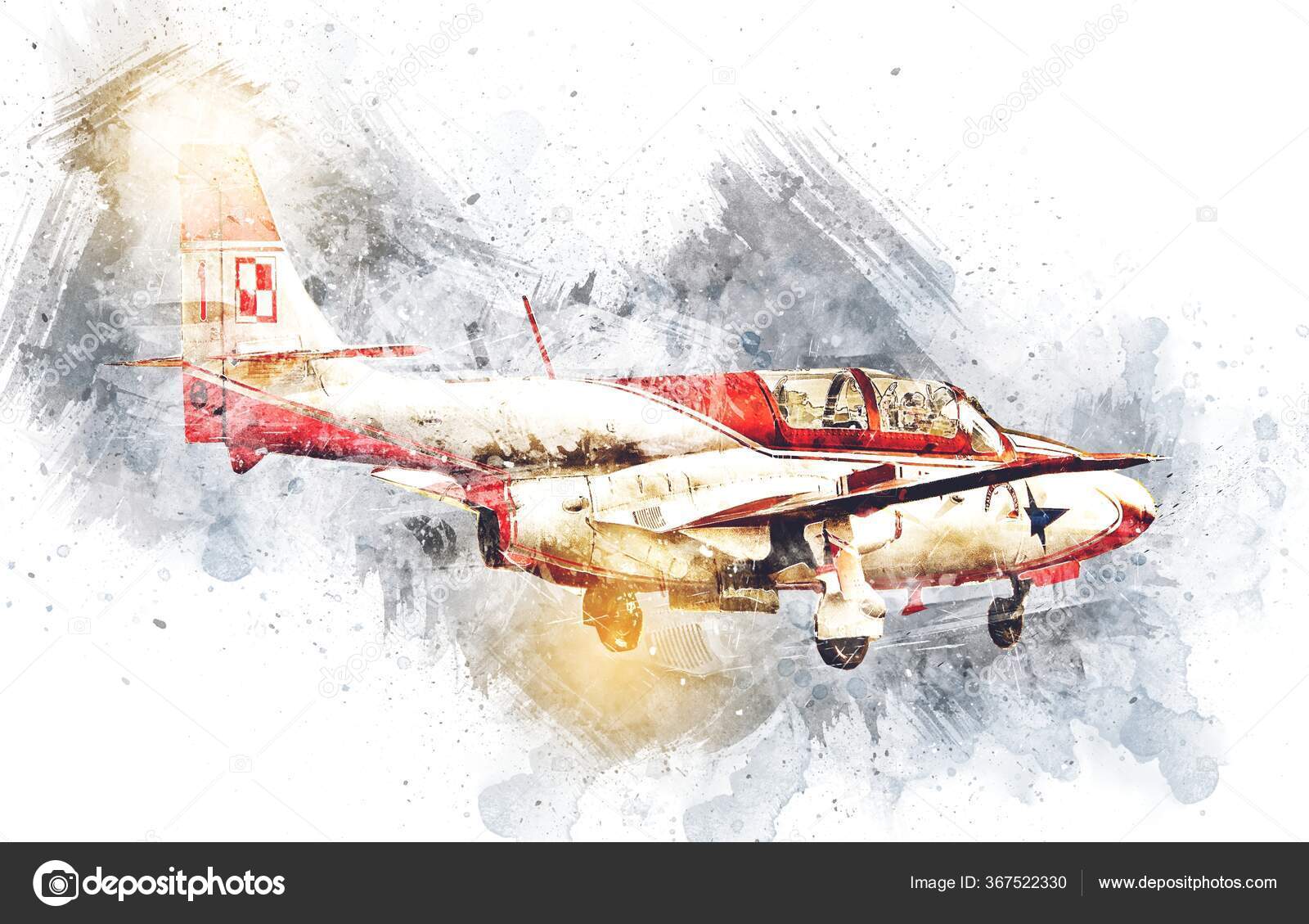 American Jet Fighter Aircraft Drawing Illustration Art Vintage — Stock ...