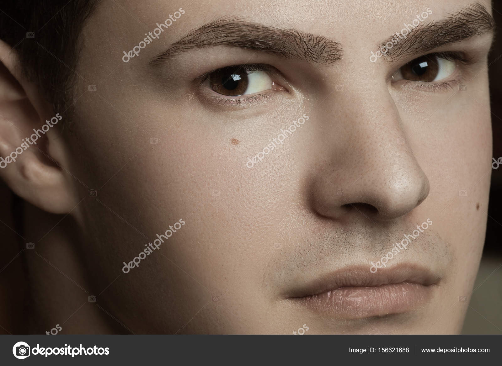 Male beauty concept. Portrait of handsome young man. Close up Stock ...