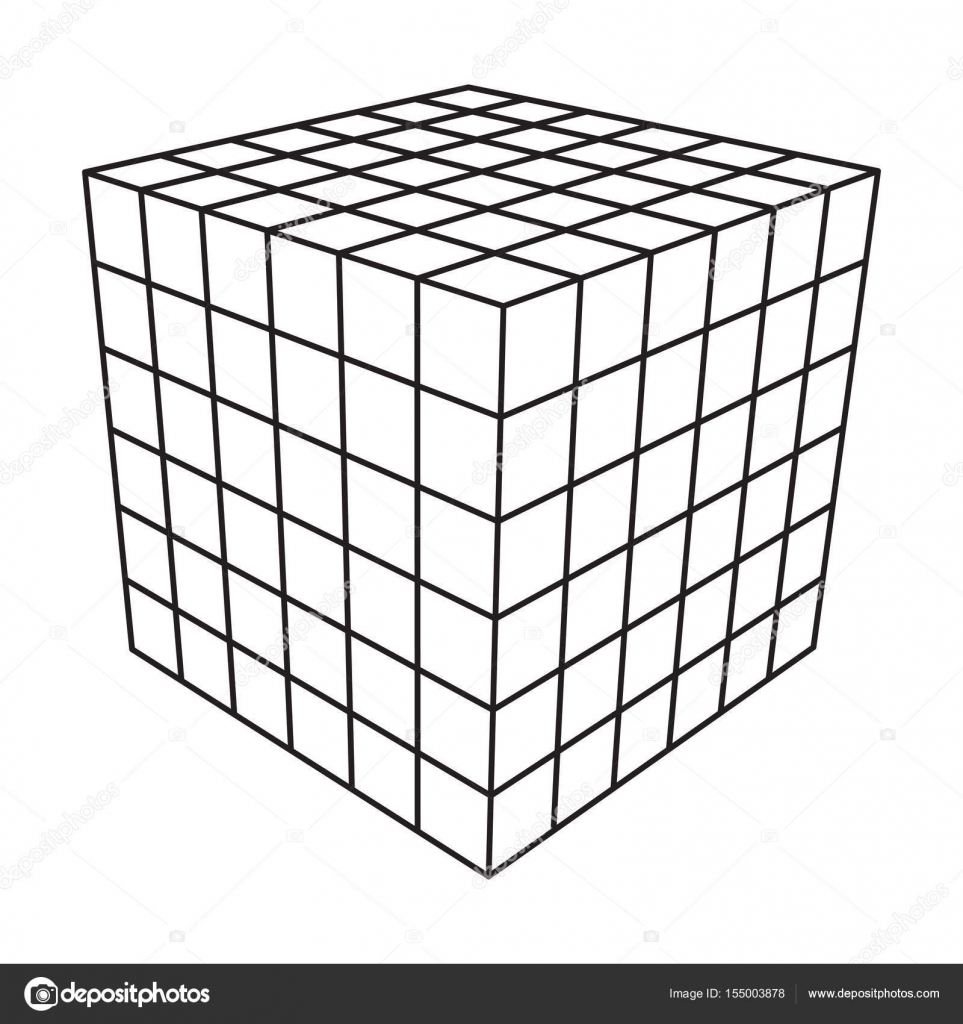 Wireframe Mesh Cube. Stock Vector by ©newb1 155003878