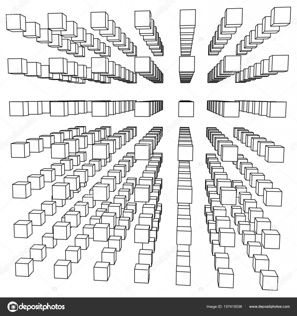 Wireframe Mesh Cube. Stock Vector by ©newb1 157415036