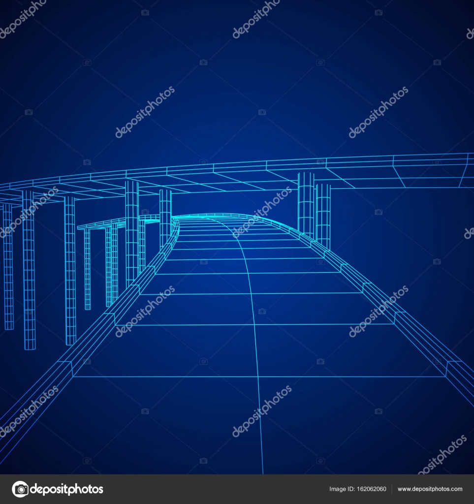 Wireframe Mesh Bridge Highway Crossing Stock Vector Image by ©newb1 ...