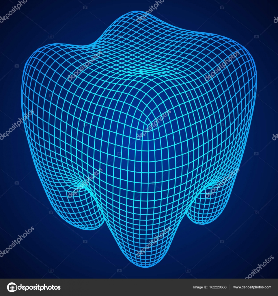 Tooth Wireframe Mesh Stock Vector by ©newb1 162220638