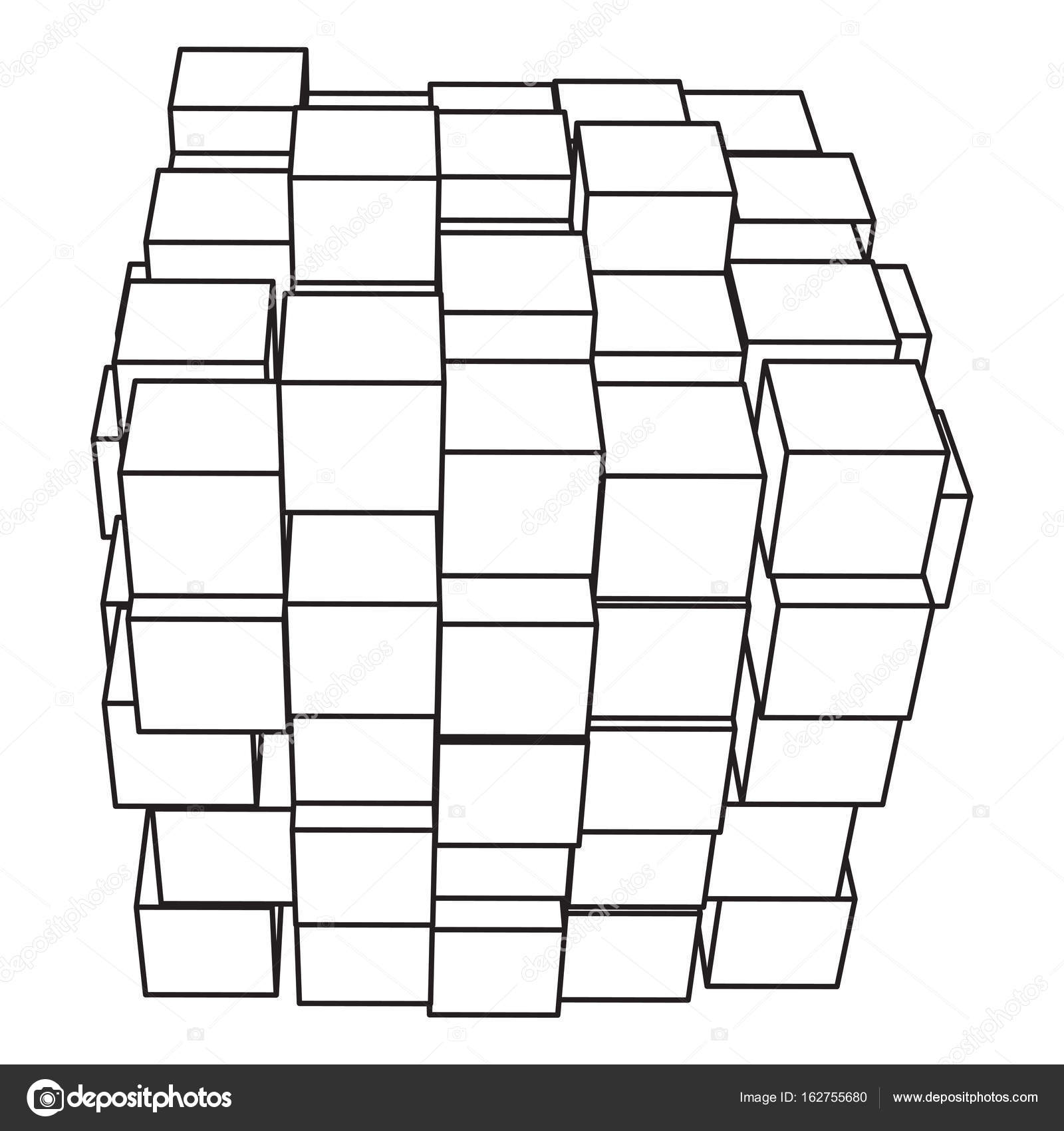 Wireframe Mesh Cube. Stock Vector Image by ©newb1 #162755680