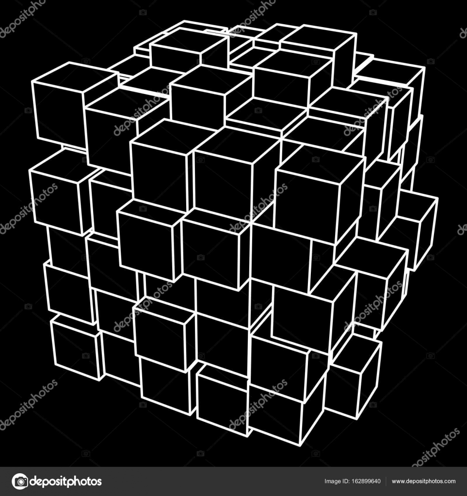 Wireframe Mesh Cube. Stock Vector Image by ©newb1 #162899640