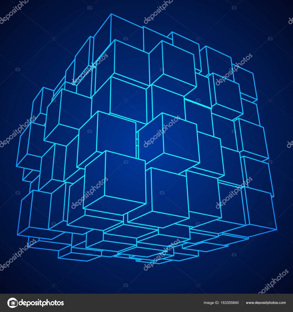 Wireframe Mesh Cube. Stock Vector Image by ©newb1 #163355840