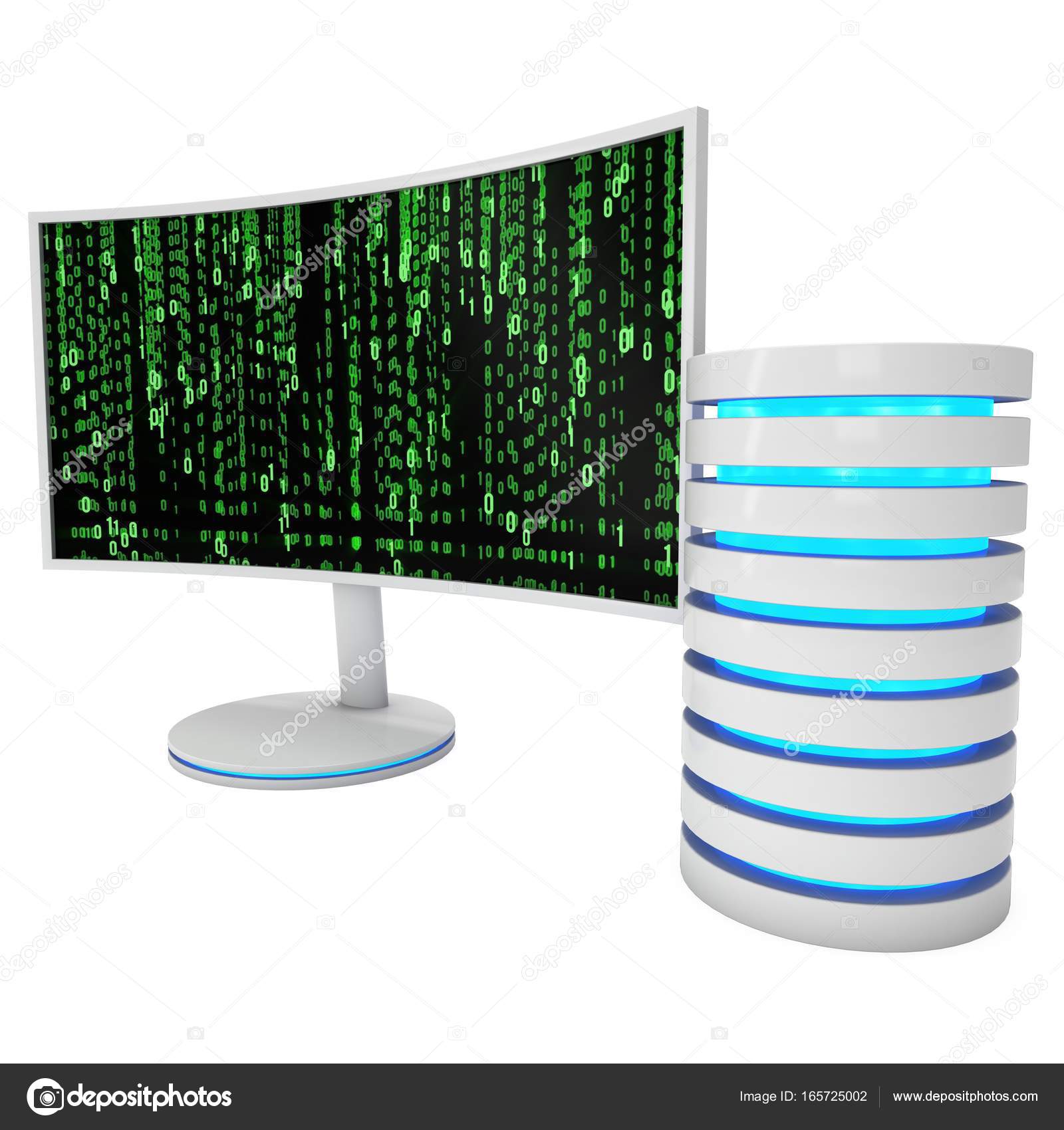 White LCD tv screen with server hard disk Stock Photo by ©newb1 165725002