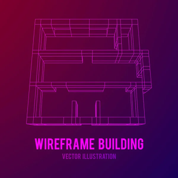 Wireframe architecture building. - Stock Image - Everypixel