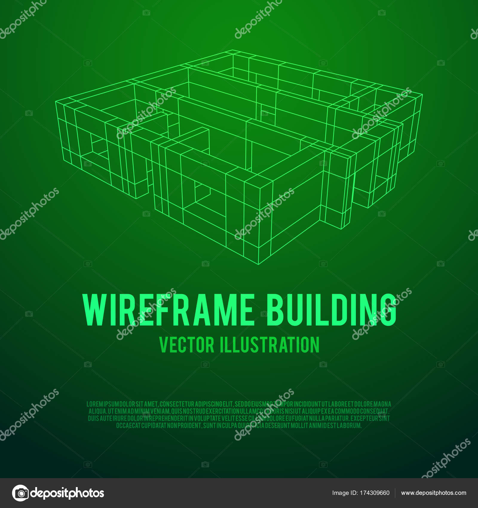 Wireframe architecture building. Stock Vector by ©newb1 174309660