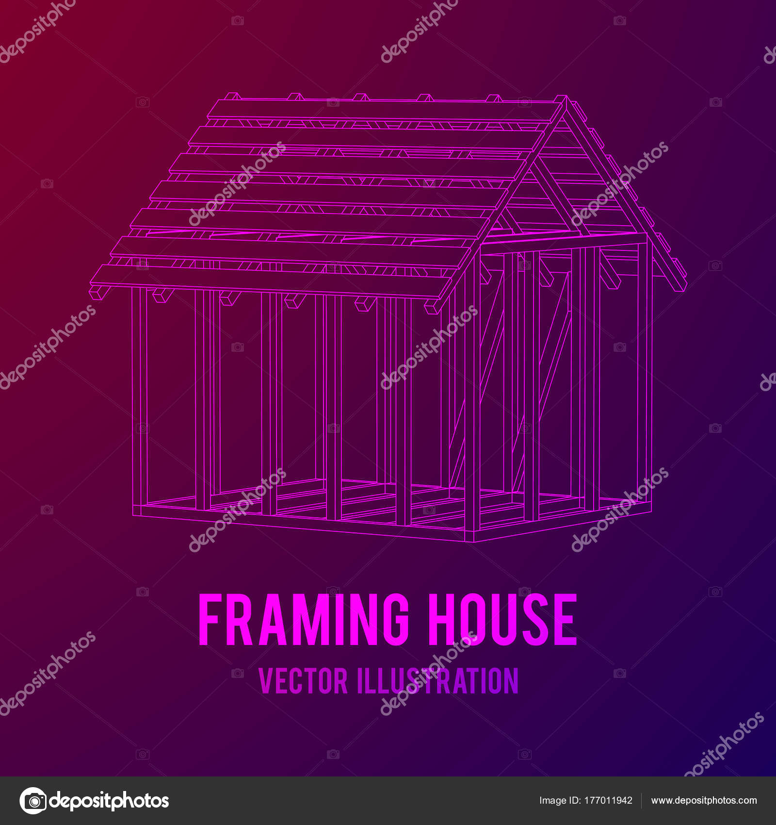 Wireframe framing house Stock Vector Image by ©newb1 #177011942