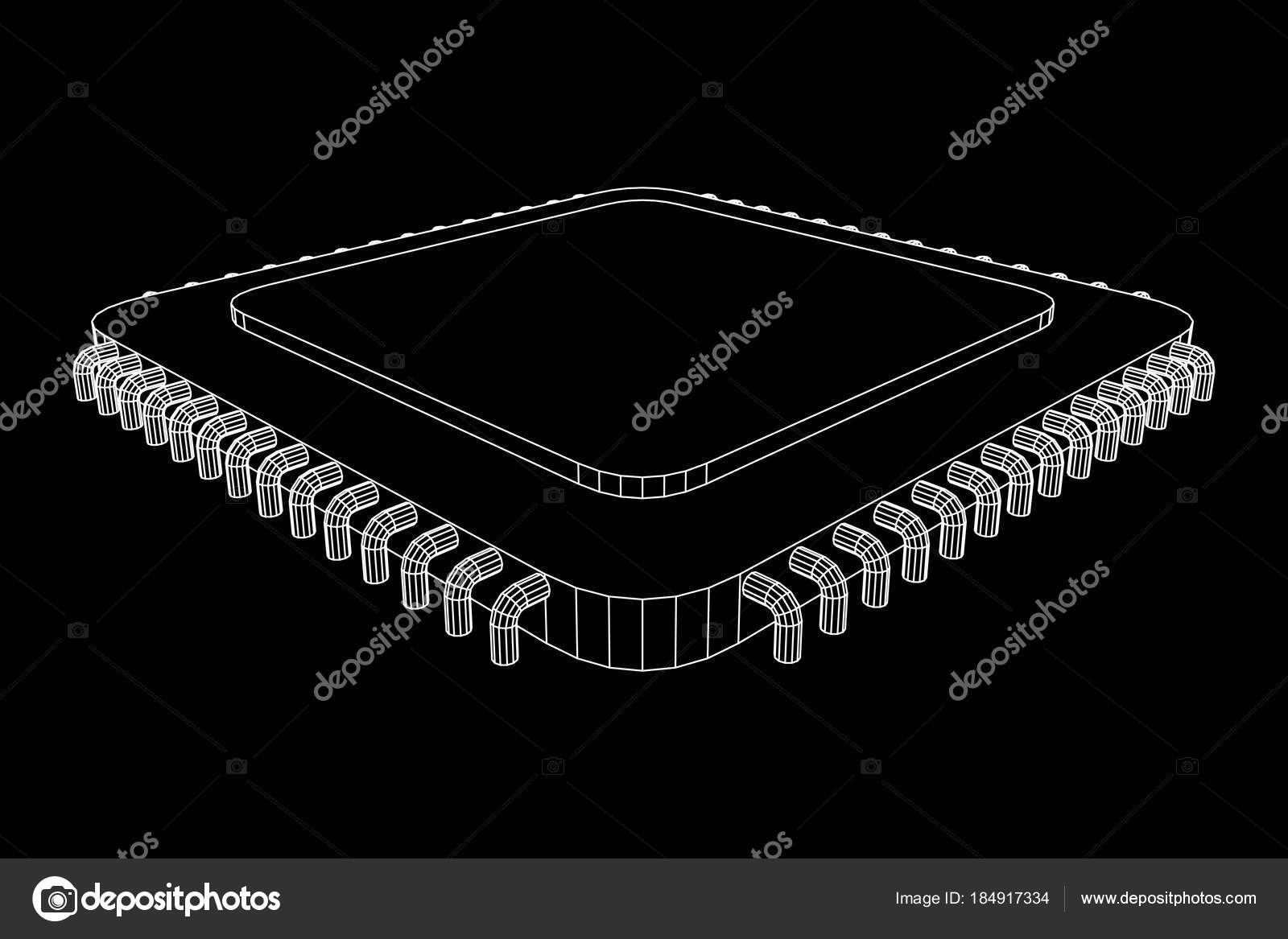 Vector CPU wireframe Stock Vector by ©newb1 184917334