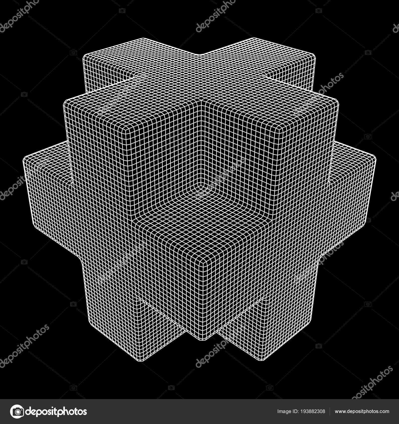 Wireframe Necker Cube Stock Vector Image by ©newb1 #193882308