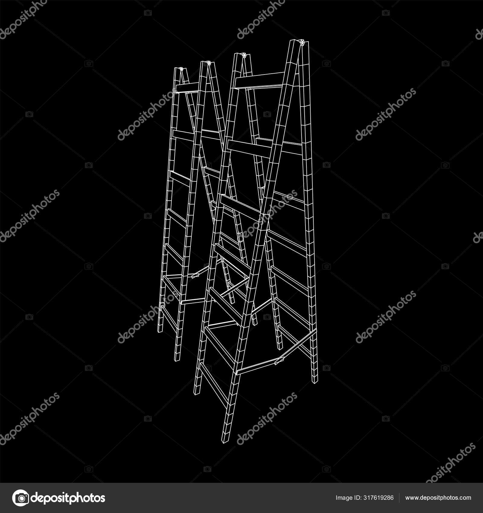 Step ladder wireframe Stock Vector by ©newb1 317619286