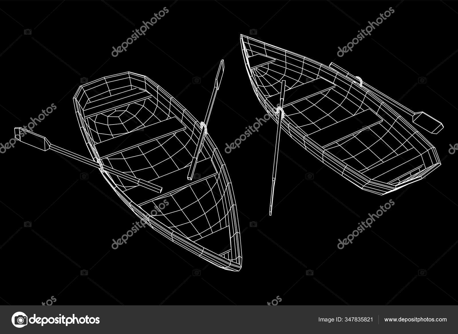 Rowing boat with paddles Stock Vector Image by ©newb1 #347835821