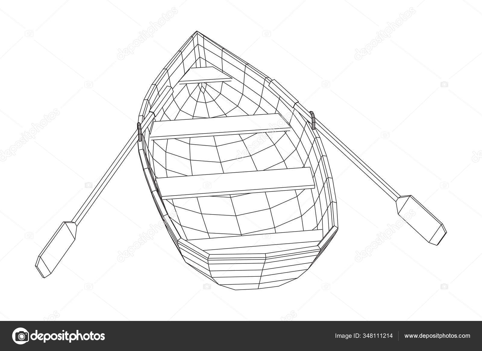 Row Boat In Water Drawing