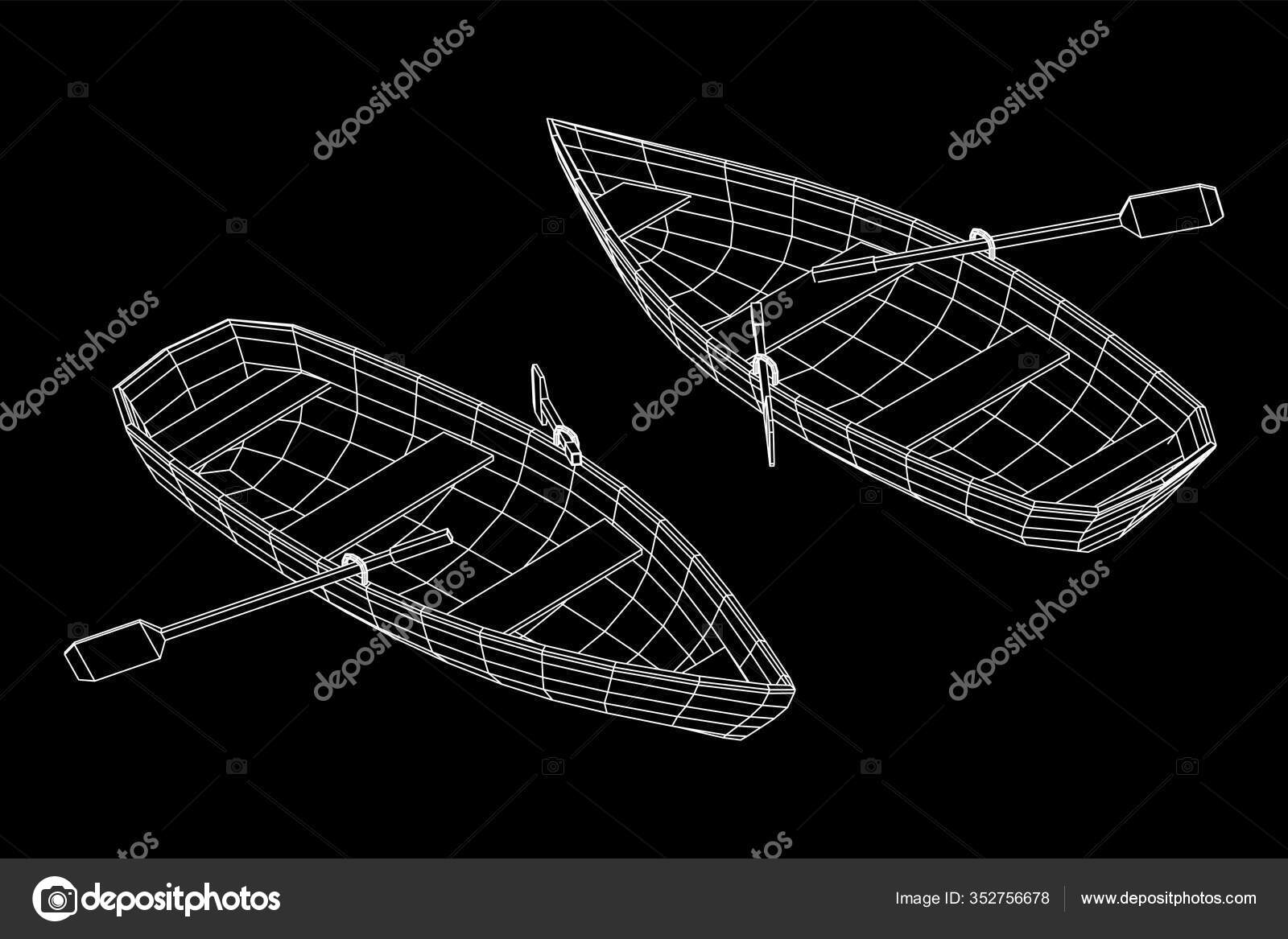Rowing boat with paddles Stock Vector Image by ©newb1 #352756678