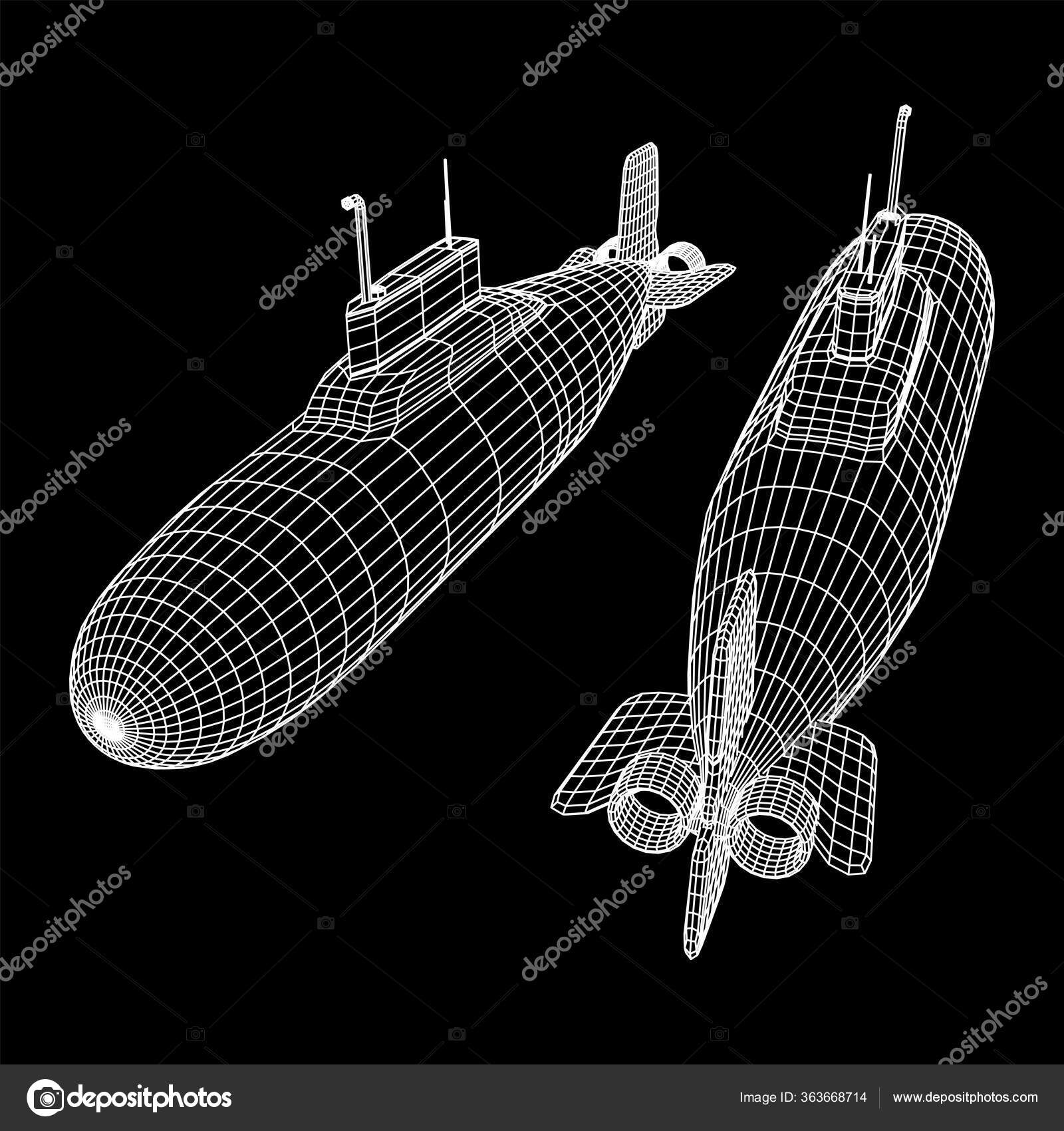 Military submarine vector Stock Vector Image by ©newb1 #363668714