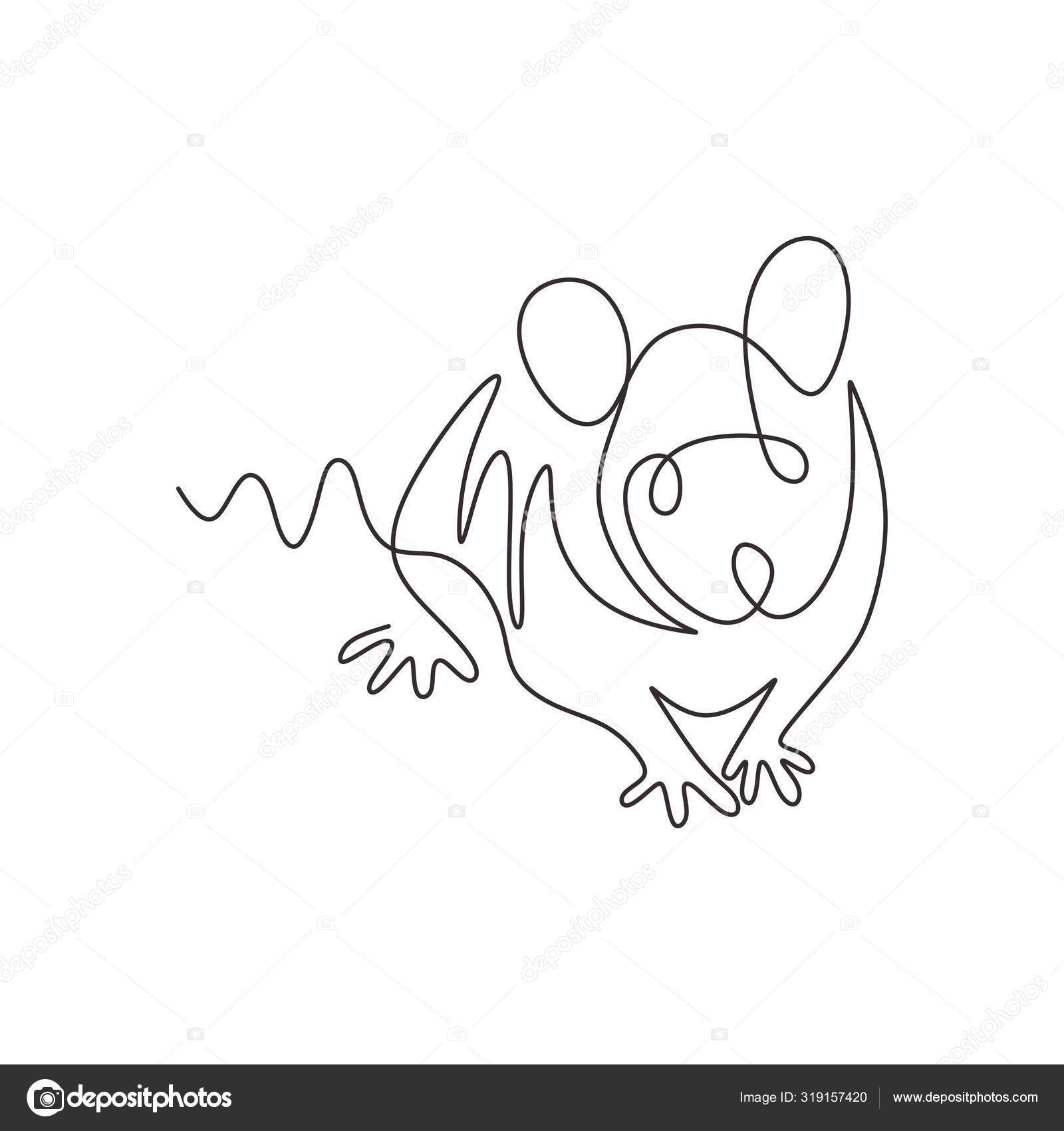 Mouse one line drawing vector illustration. Minimalism hand drawn ...