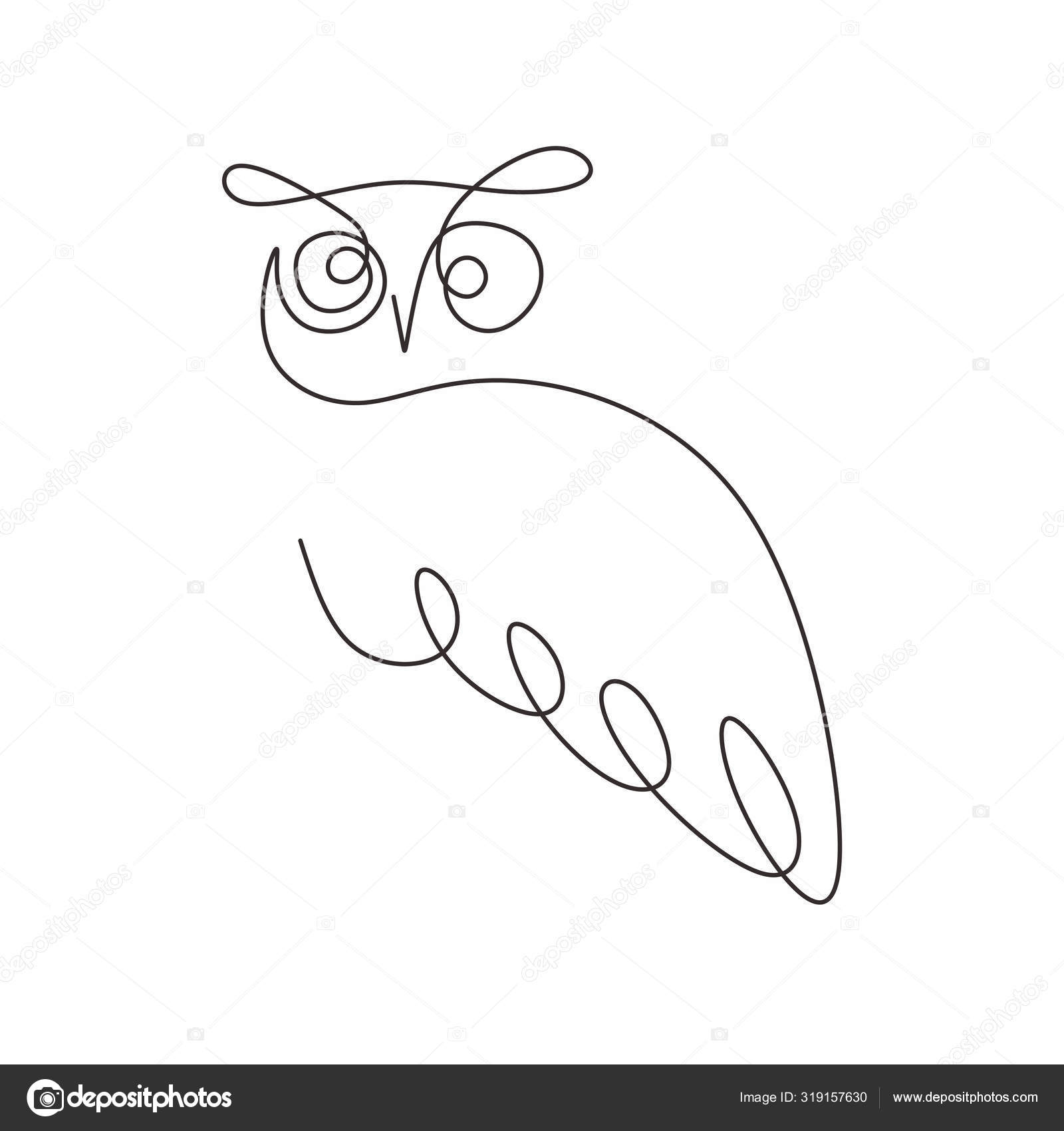 Owl one line drawing vector. Minimalism style of bird logo icon ...