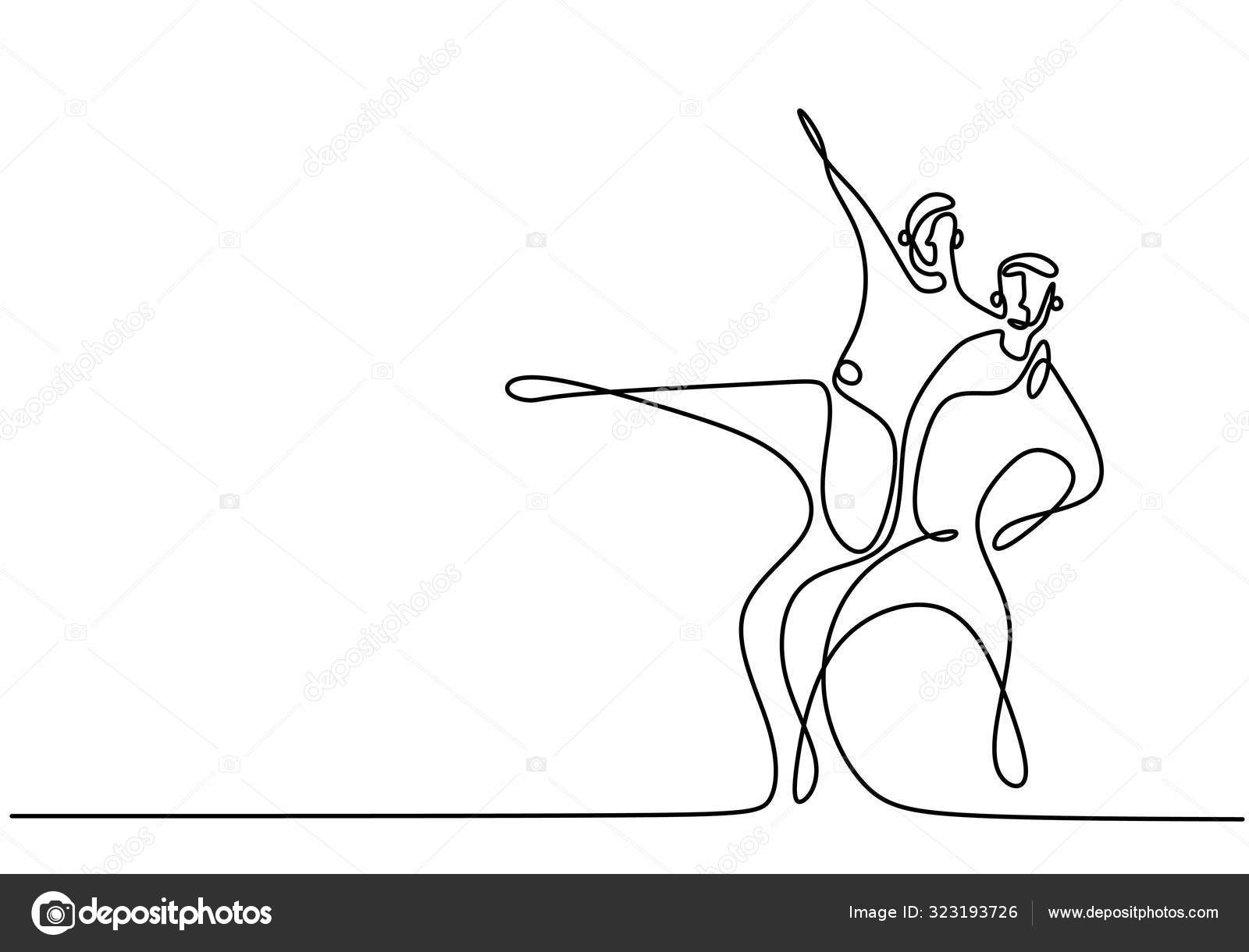 Continuous one line drawing of Dancing couple vector. Minimalism sketch ...