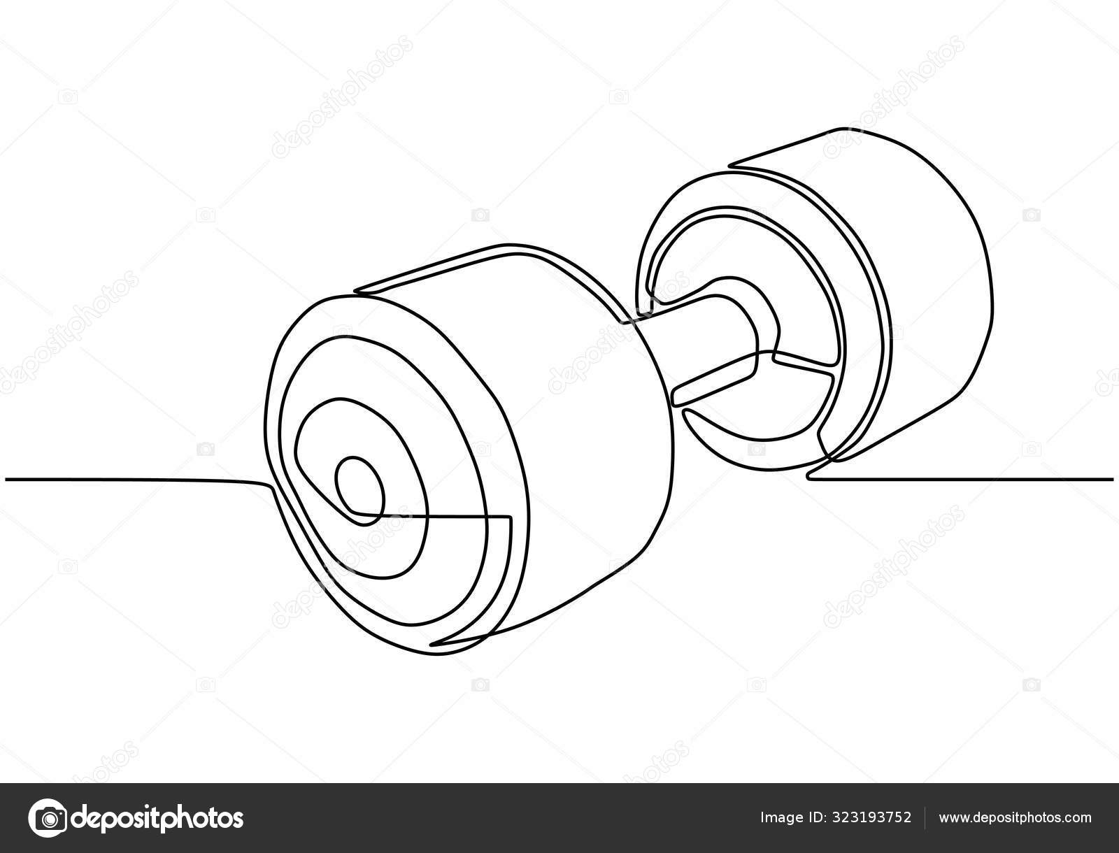 Continuous one line drawing of barbell or dumbbell Stock Vector Image ...