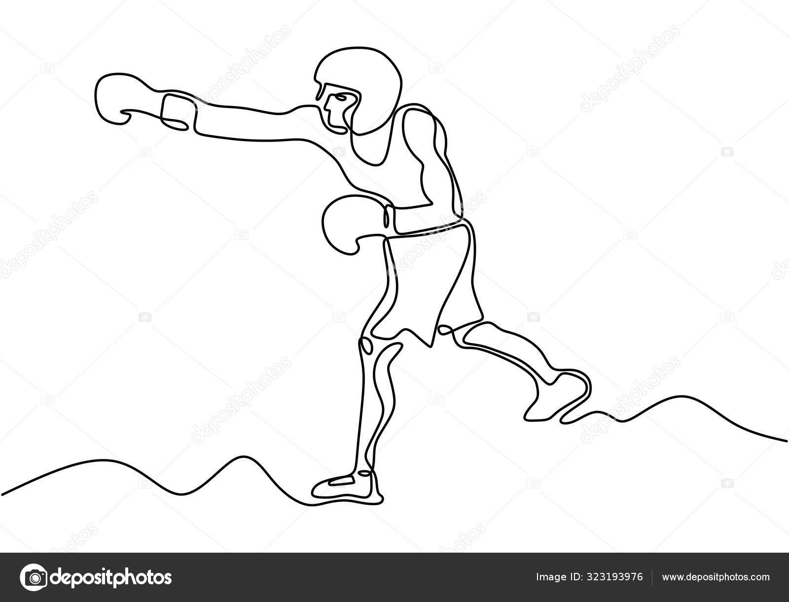 One line drawing of boxer athlete. Vector boxing game sport. Hand drawn ...