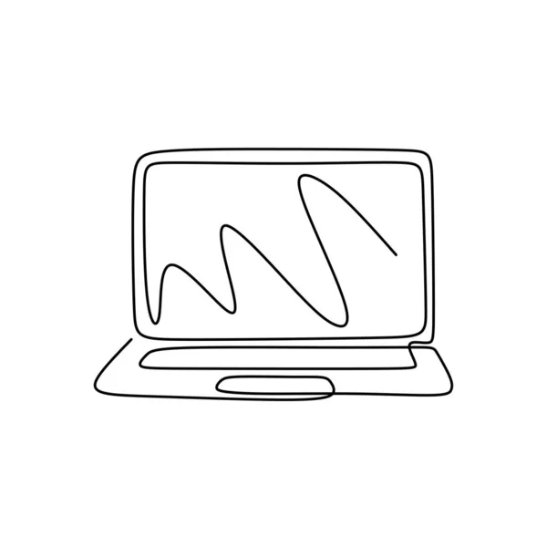 One line drawing of laptop gadget vector object. Illustration ...