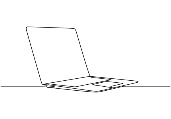 One line drawing of laptop gadget vector object. Illustration ...