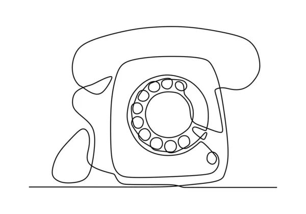 Old telephone one line drawing continuous design minimalism Stock ...