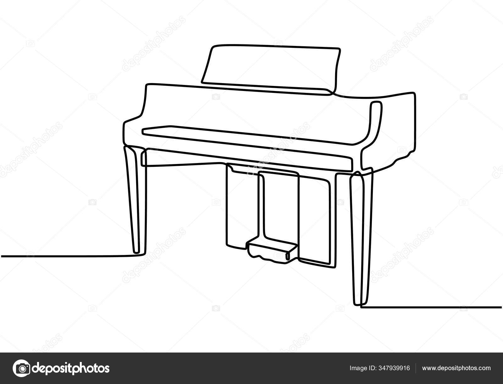 One Line Drawing Piano Vector Illustration Musical Instrument ...