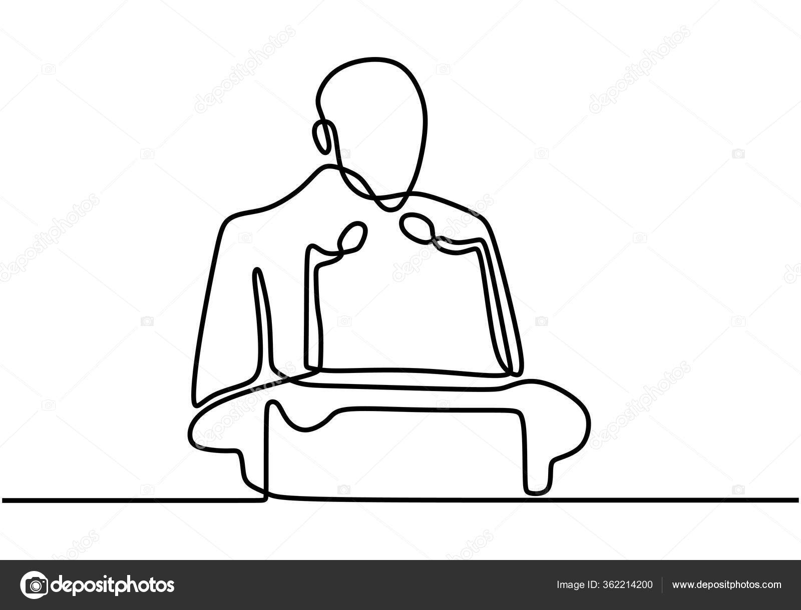 Continuous Line Drawing Man Give Speech Podium Concept Businessman ...