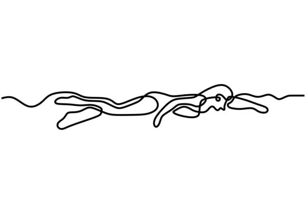 Continuous Line Drawing People Swimming Water Sport Summer Holiday ...