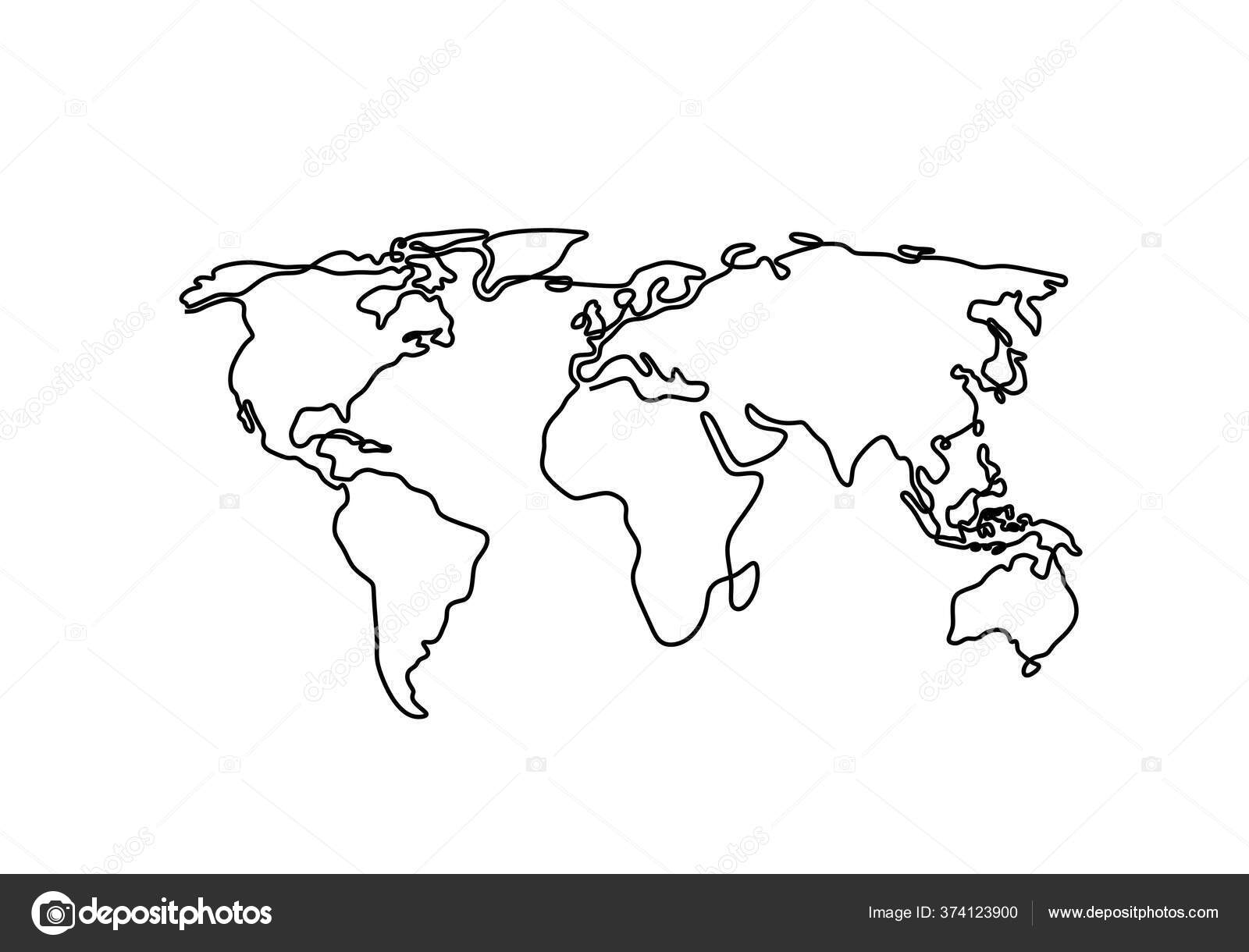 Continuous Single Line Style World Earth Globe One Line Drawing Stock ...