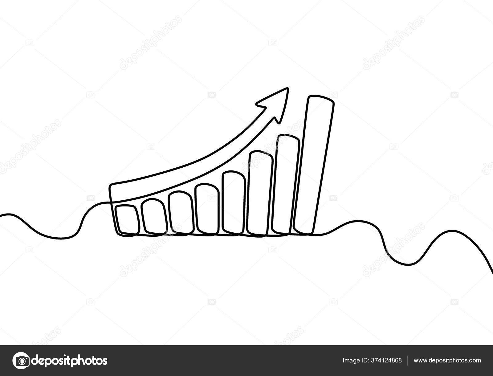 One Continuous Line Drawing Graph Icon Isolated White Background Vector ...