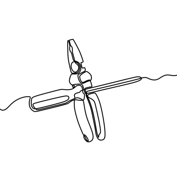 One Continuous Single Line Pliers Labor Day Isolated White Background ...