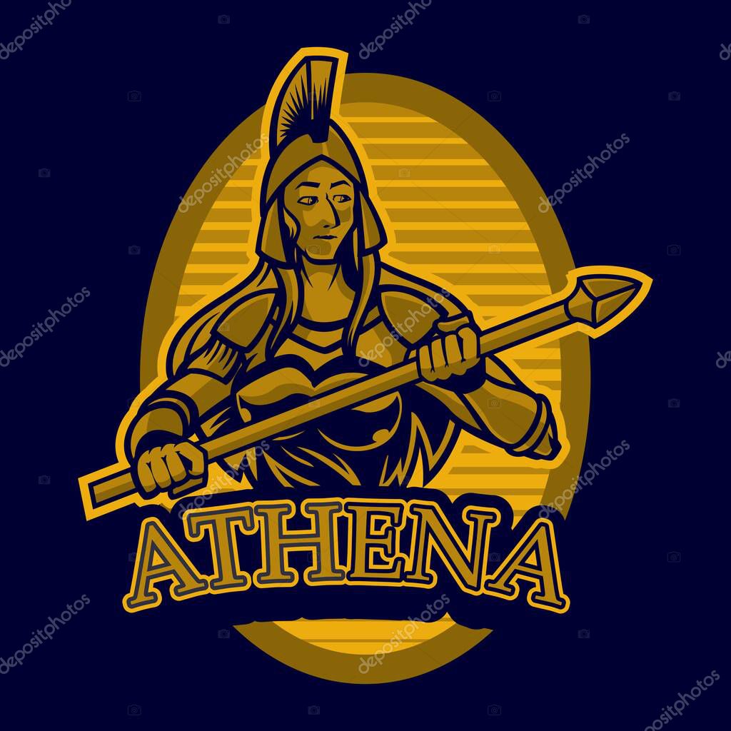La diosa Atenea sostiene una lanza en su mano. Diosa de la razón, la ...