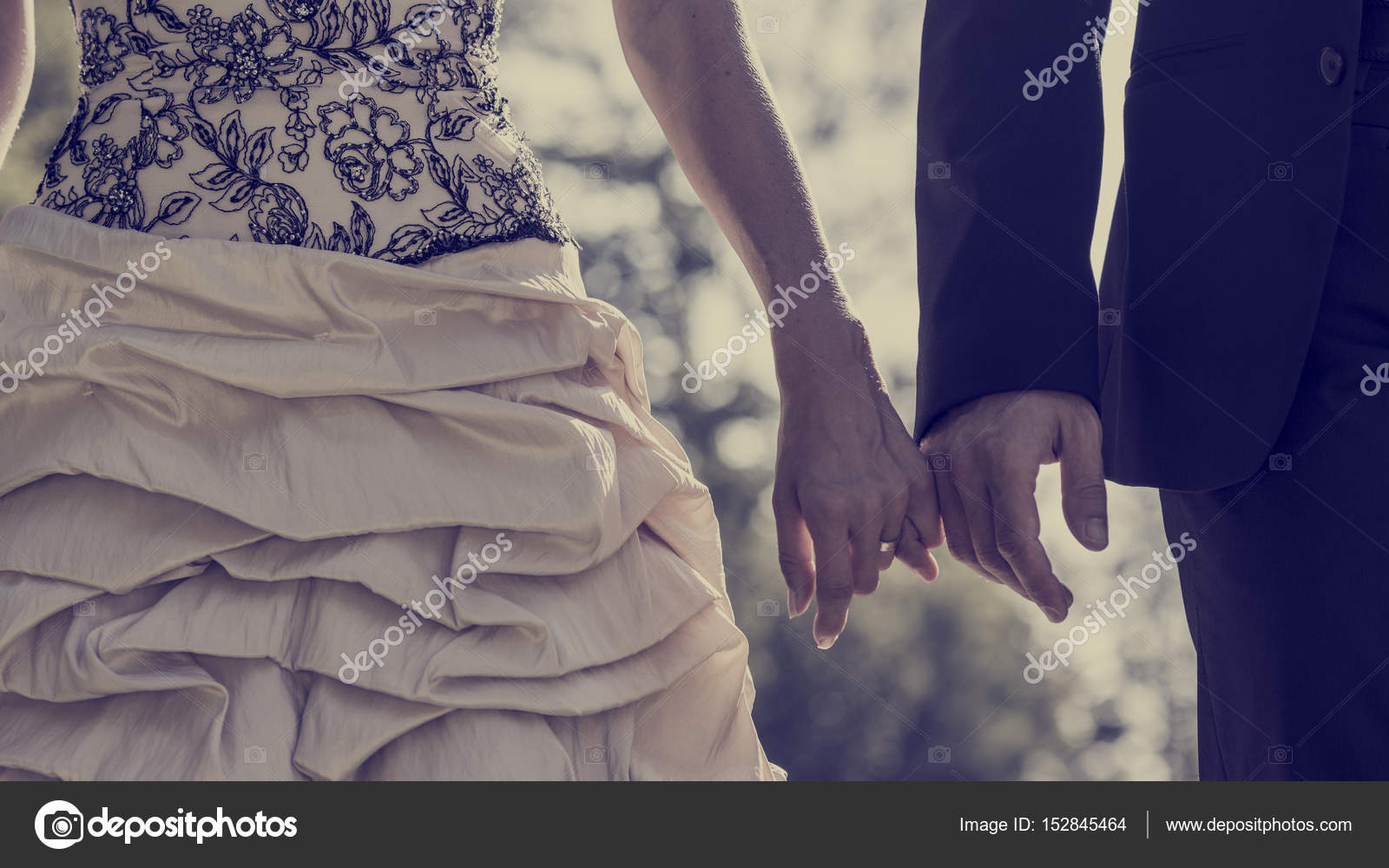 Bride and groom holding hands Stock Photo by ©Gajus-Images 152845464
