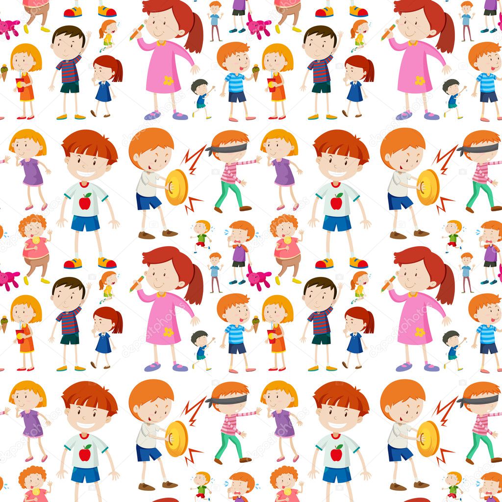 Seamless background design with kid characters Stock Vector Image by ...