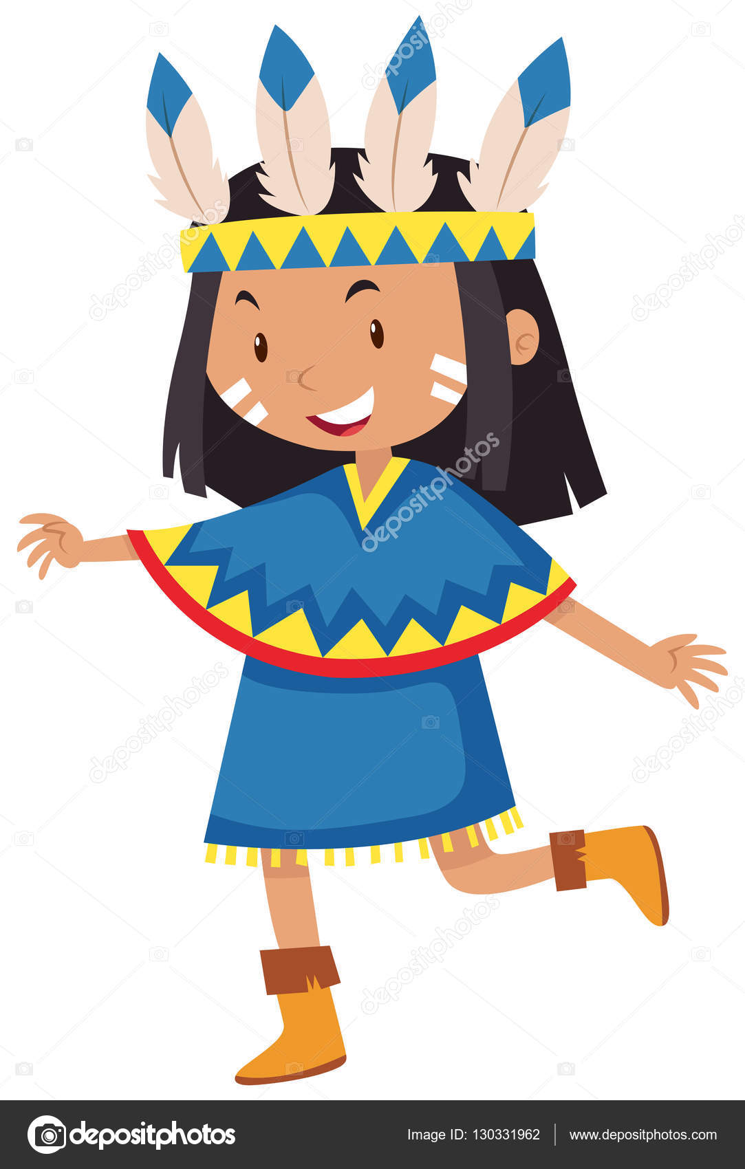 Native American Little Girl Drawing