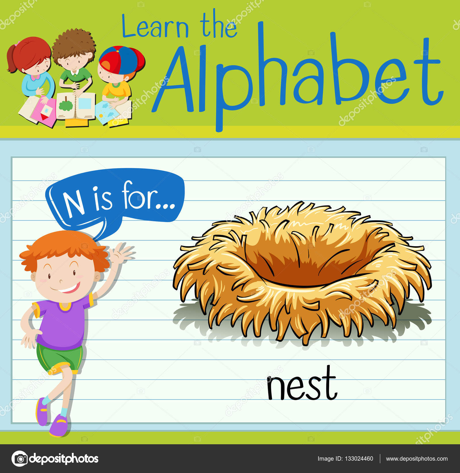 Flashcard letter N is for nest Stock Vector Image by ©blueringmedia ...