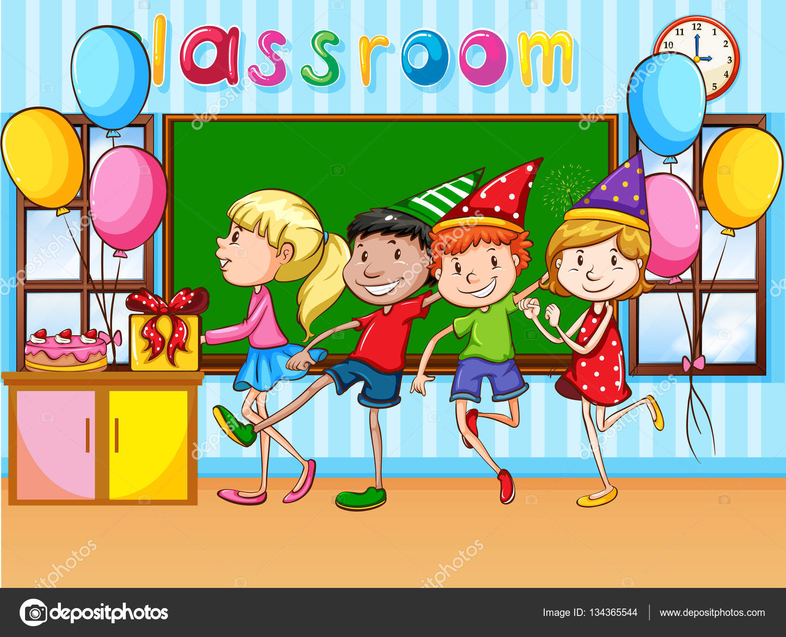 Cartoon Classroom Party