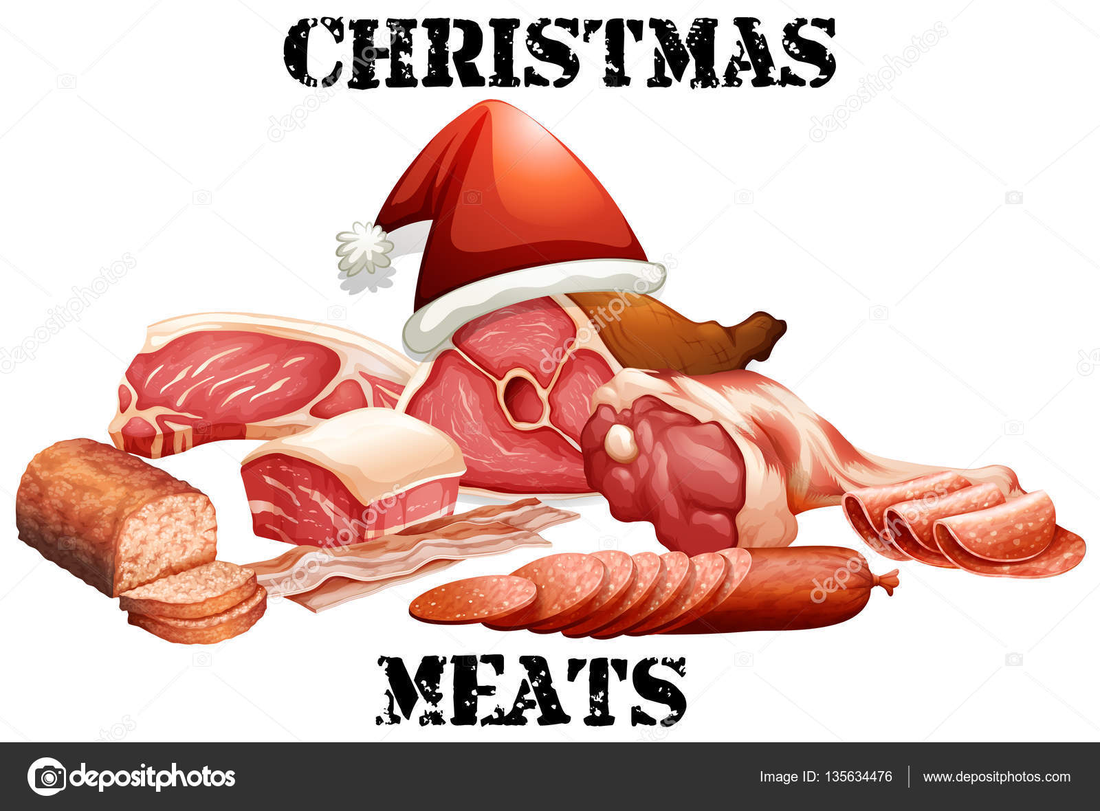 Christmas theme with meat products Stock Vector Image by ©blueringmedia ...