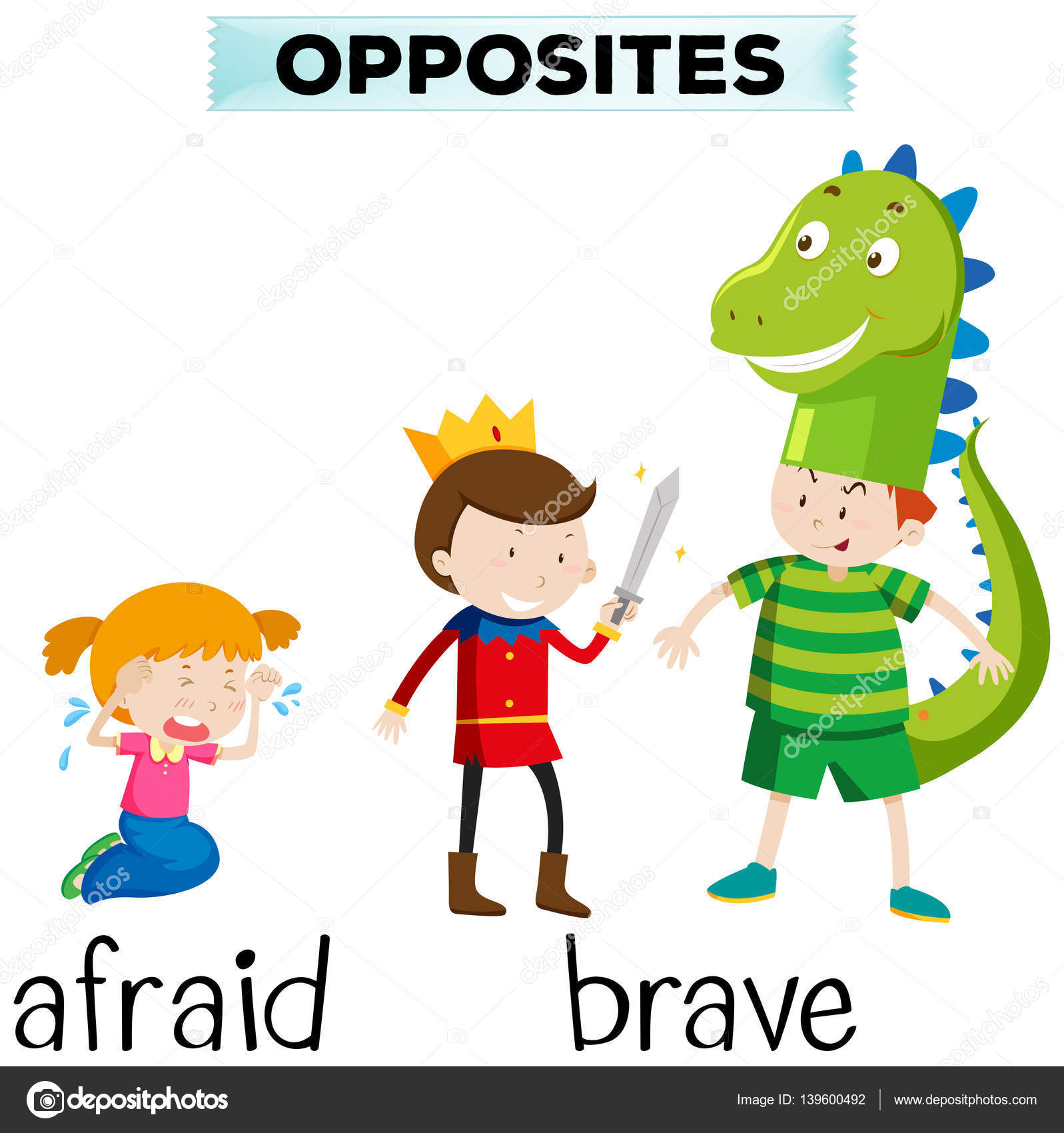 Opposite words for afraid and brave Stock Vector by ©blueringmedia ...