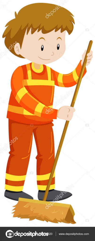 Boy Sweep The Floor Clipart