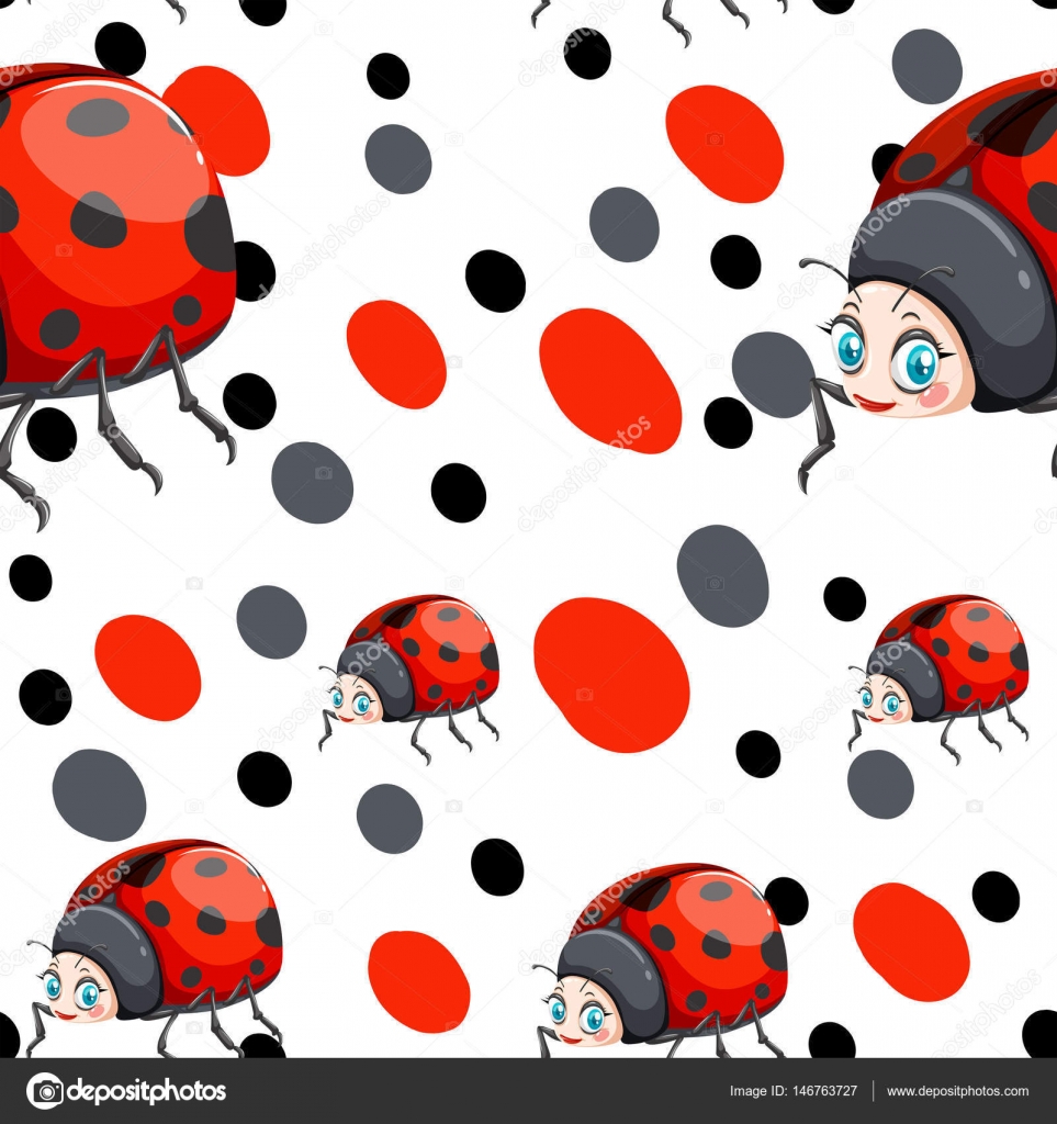 Seamless background with ladybugs and dots Stock Vector Image by ...